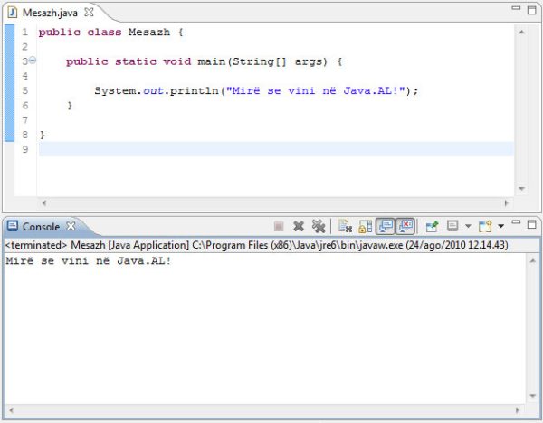 Java për Fillestaret - 2 - Programi i parë në Java dhe struktura e tij - Java.al